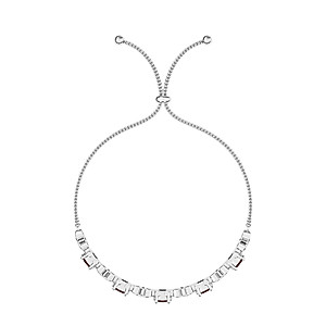 Shop LC Red Garnet Bolo Bracelet for Women Stainless Steel Platinum Plated Adjustable Birthday Gifts for Women