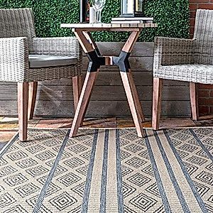 nuLOOM Charter Banded Trellis Indoor/Outdoor Area Rug, 5' x 8', Light Grey