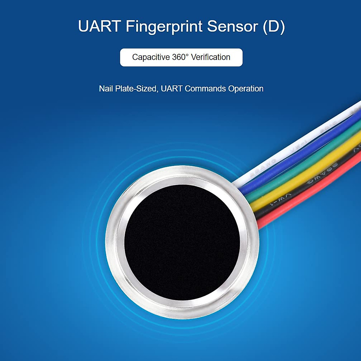 Waveshare UART Fingerprint Sensor (D) Round-Shaped All-in-One Cortex Processor 360° Verification Nail Plate-Sized UART Commands Operation