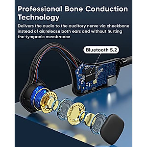 SAMVEK Wireless Headphones, Bone Conduction Bluetooth Headphones, IP65 Waterproof Open Ear Headset, Built-in Mic, Sweatproof Earbuds, Sport Earphones for Cycling, Workouts, Hiking