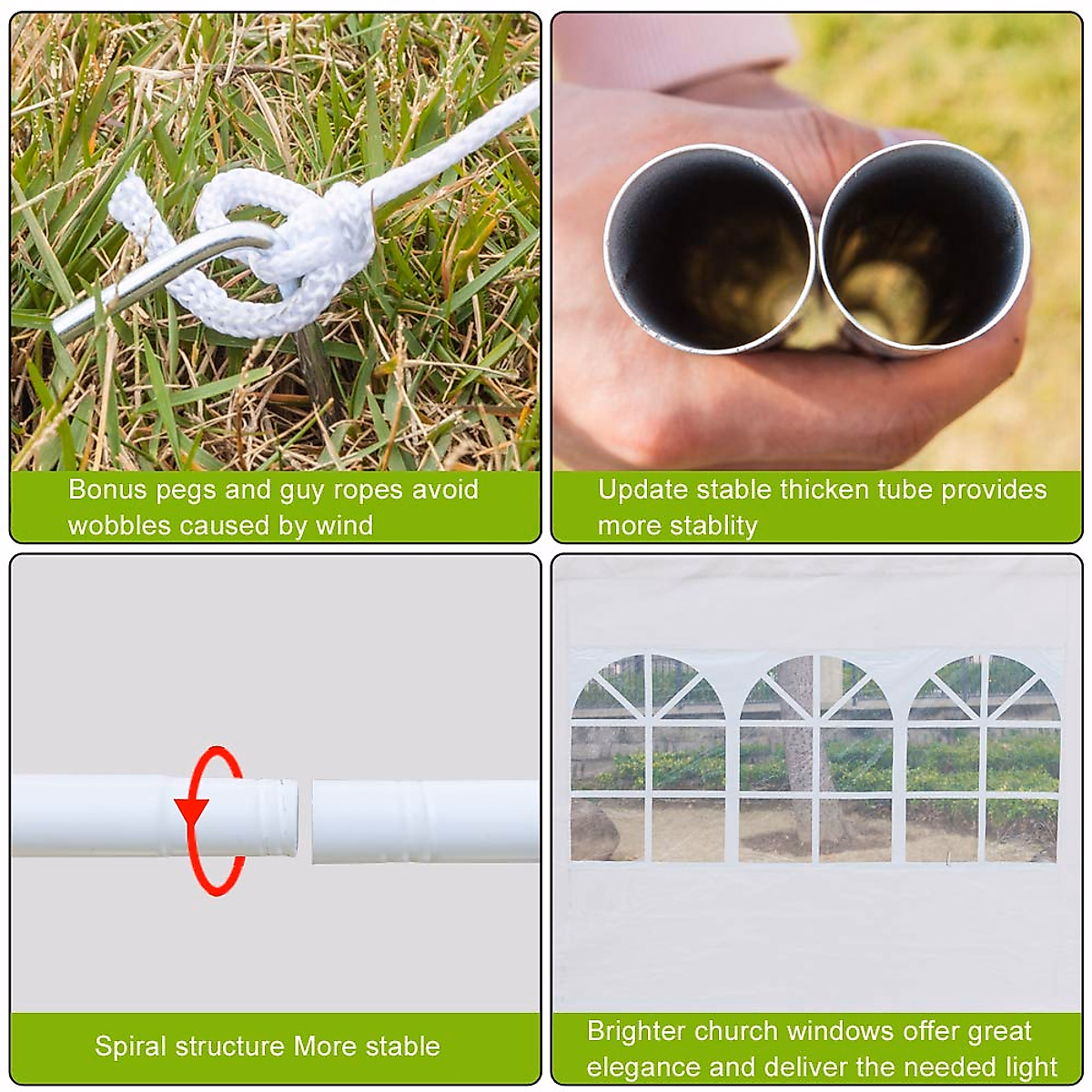 KepooMan 10' x 30' Outdoor Gazebo Canopy Waterproof Party Tent Wedding Canopy with 8 Removable Sidewalls & Brighter Church Windows