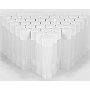 Vivaplex 50, Clear, Empty, 5.5 ml Lip Balm Tubes with White Caps