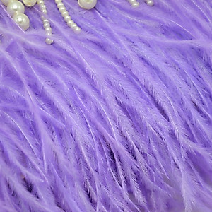 Miuco Ostrich Feather Pearl Clutch Purses For Women Wedding Party Evening Dress Bag Shoulder Bag Purple