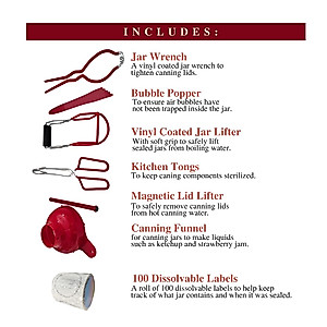 Canning Supplies Starter Kit | Canning For Beginners | Canning Kit | Canning Supplies Jar Wrench, Debubbler For Canning, Jar Lifter, Canning Tongs, Lid Lifter, Canning Funnel, Canning Labels
