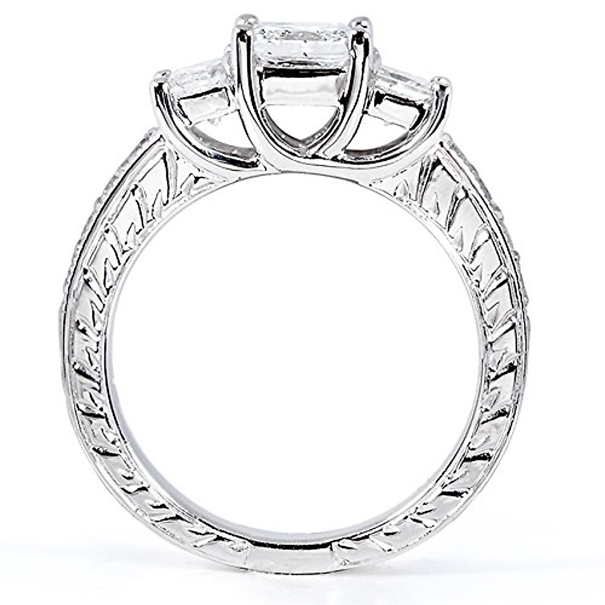 Kobelli Princess Black and White Diamond Bridal Set 1 7/8 Carat (ctw) in 14k White Gold (3-Piece Set), Size 5, White Gold