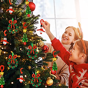 GYGOT Christmas Crafts for Kids,36 Sets Christmas Beaded Ornament Kit-Including 12 PCS Snowman/12 PCS Christmas Tree/12 PCS Wreath,Xmas Party Holiday Craft Tree Decorations (Assembly Needed)