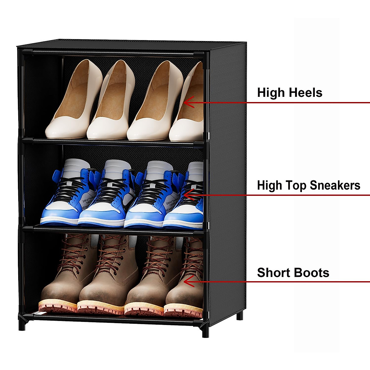 FIDUCIAL HOME 18 Pairs Shoe Cubby 9 Tiers Covered Shoe Rack Shelf Storage Organizer Tall Narrow Space Saving for Entryway Closet
