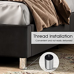 PaPaJet King Bed Frame Upholstered Bed Velvet Low Profile Platform Bed with Raised Wingback Headboard/No Box Spring Needed/Easy Assembly/Black