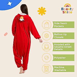 Beauty Shine Unisex Adult Onesie One Piece Pajamas Cosplay Cartoon Costume Halloween Christmas Sleepwear Jumpsuit Plush Homewear(Red, Small)
