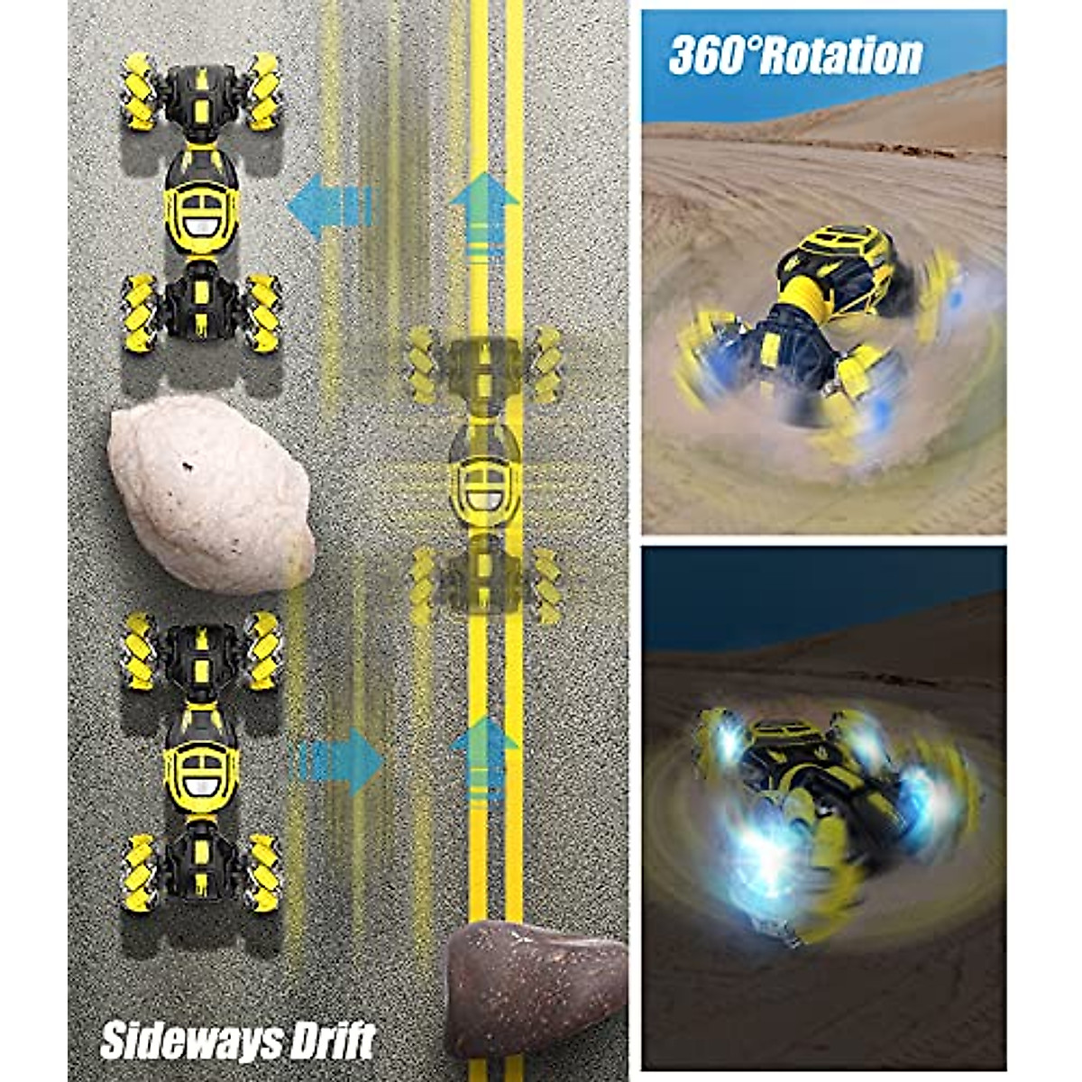 DoDoeleph Gesture RC Car, Remote Control Car, RC Stunt Cars with Watch Hand Controlled Car Sensing Truck Crawler 360°LED 1/16 4WD 12.5MPH Rechargeable Toy Cars for Kids Boys Girls Adults