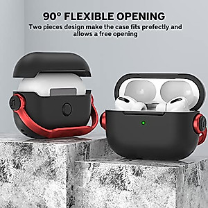Maxjoy for AirPods Pro 2nd Generation Case Cover, AirPods Pro 2/Pro Creative Headset Earphone Protective Case with Secure Lock & Keychain Compatible with Apple Airpods Pro 2 2023 2022/Pro 2019, Red