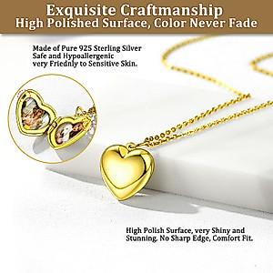 Bestyle High Polish Silver Gold Heart Locket Necklaces for Women, Minimalist 18K Gold Plated Heart Locket Pendant Charm That Hold Pictures Cute Love Heart Necklace Statment Jewelry for Wife