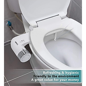 Greenco Slim Bidet Attachment, Hot, Warm, Cold Water Bidet Sprayer Toilet Seat, Bidet Attachment for Toilet, Non-Electric Adjustable Fresh Water Jet, Stainless Steel Flex Hose, Toilet Bidet Attachment