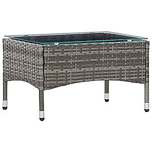 Higsose Coffee Table Gray 23.6"X15.7"X14.2" Poly Rattan，Dining Table，Living Room Tables，Pedestal Coffee Table，Tiny Coffee Table，Bar Table，Coffee Tables for Living Room
