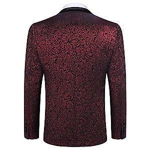 COOFANDY Mens Floral Tuxedo Jacket Embroidered Blazer Shawl Lapel Dress Suit Slim Fit for Christmas Prom Wedding Homecoming Party