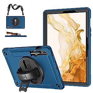 Case for Samsung Tab S7/S8 11 Inch 2022: Military Grade Shockproof Protective TPU Cover for Galaxy Tablet S7 11 Inch 2020 W/Stand - Handle - Shoulder Strap - S-Pen Holder -Blue