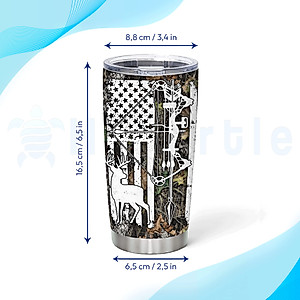 Hyturtle Personalized Hunting Gifts For Men - Deer Hunting Camo Tumbler 20Oz Travel Coffee Stainless Steel - Fathers Day Hunting Gift For Dad, Him, Boy, Husband, Hunters From Son, Wife On Birthday