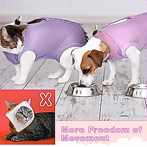 3 Pieces Cat Recovery Suit Kitten Recovery Suit E-Collar Alternative for Cats and Dogs Abdominal Skin Anti Licking Pajama Suit (Medium, Solid Pattern)