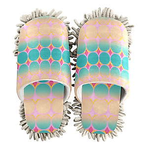 FLildon Microfiber Cleaning Slippers Shimmering Geometric Washable Mop Shoes Slipper for Men/Women House Floor Dust Cleaner, Size M