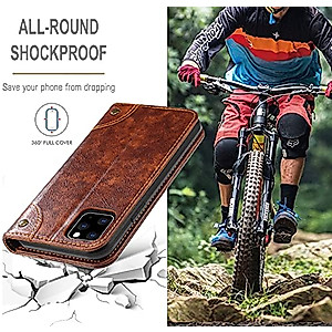 SINIANL Compatible with iPhone 13 Leather Case, iPhone 13 Wallet Folio Case Book Design with Magnetic Closure Kickstand Card Slots Flip Cover for iPhone 13 6.1 inch 2021 Khaki