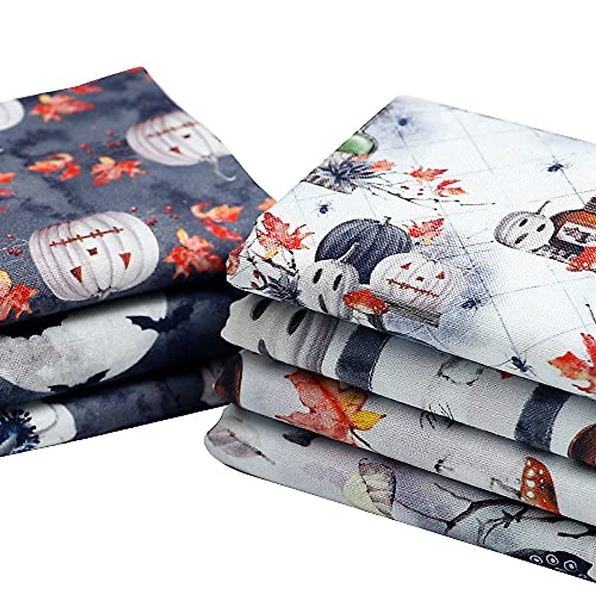 CEYOU Zyoug 7pcs 18 x 22 inches (45 x 55 cm) 100Percent Cotton Fabric, Precut Fat Quarter Fabric Bundles with Multi-Color and Different Pattern for Quilting Patchwork, DIY Craft (Halloween Pattern )