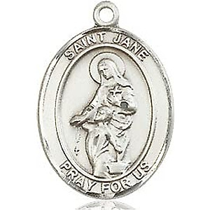 EXTEL Medium Oval Pewter St. Jane of Valois Medal, Made in USA