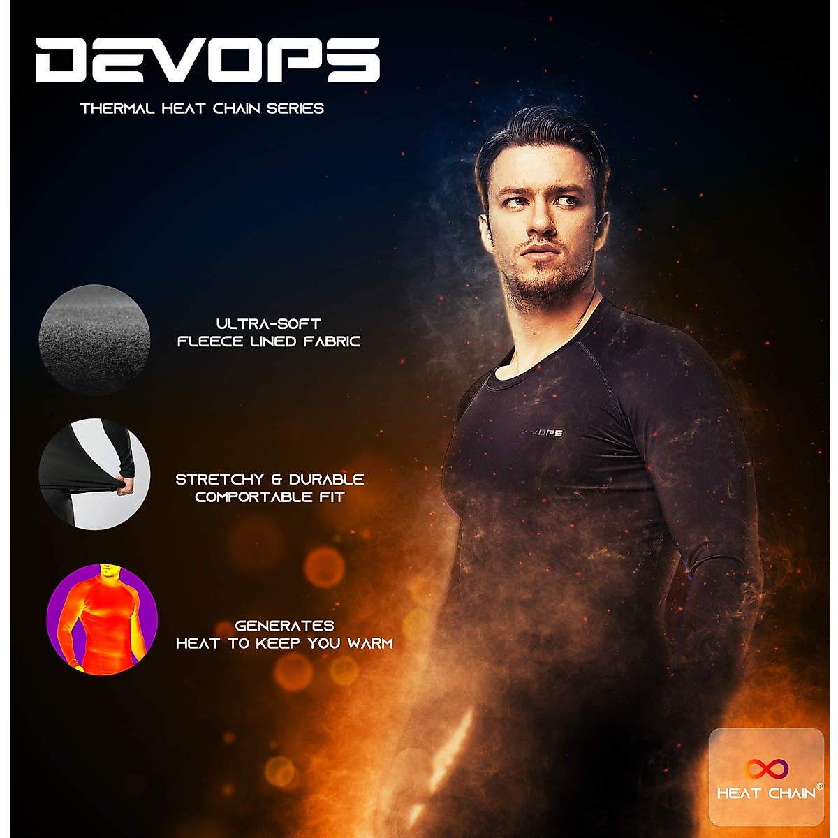 DEVOPS Men's Thermal Compression Pants, Athletic Leggings Base Layer Bottoms (2 Pack) (Small, Black/Navy)