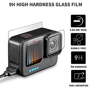 Accessories Kit Compatible with GoPro Hero11/10/9 Black Silicone Sleeve Protective Case Tempered Glass Screen Protector Battery Cover for GoPro Hero 11/10/9