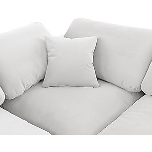 Meridian Furniture 189Cream-Sec6B Comfy Collection Modern | Contemporary Upholstered Modular Sectional, Soft Cream Velvet, Down Feather Cushions, 158" W x 79" D x 34.5" H, Cream