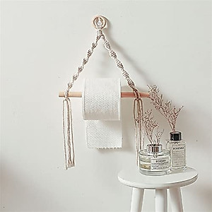 FEEGAR Towel Ring Toilet Paper Holder Dispenser Hand-Woven Tapestry Wall Hanging Bathroom Towel Rack Decoration