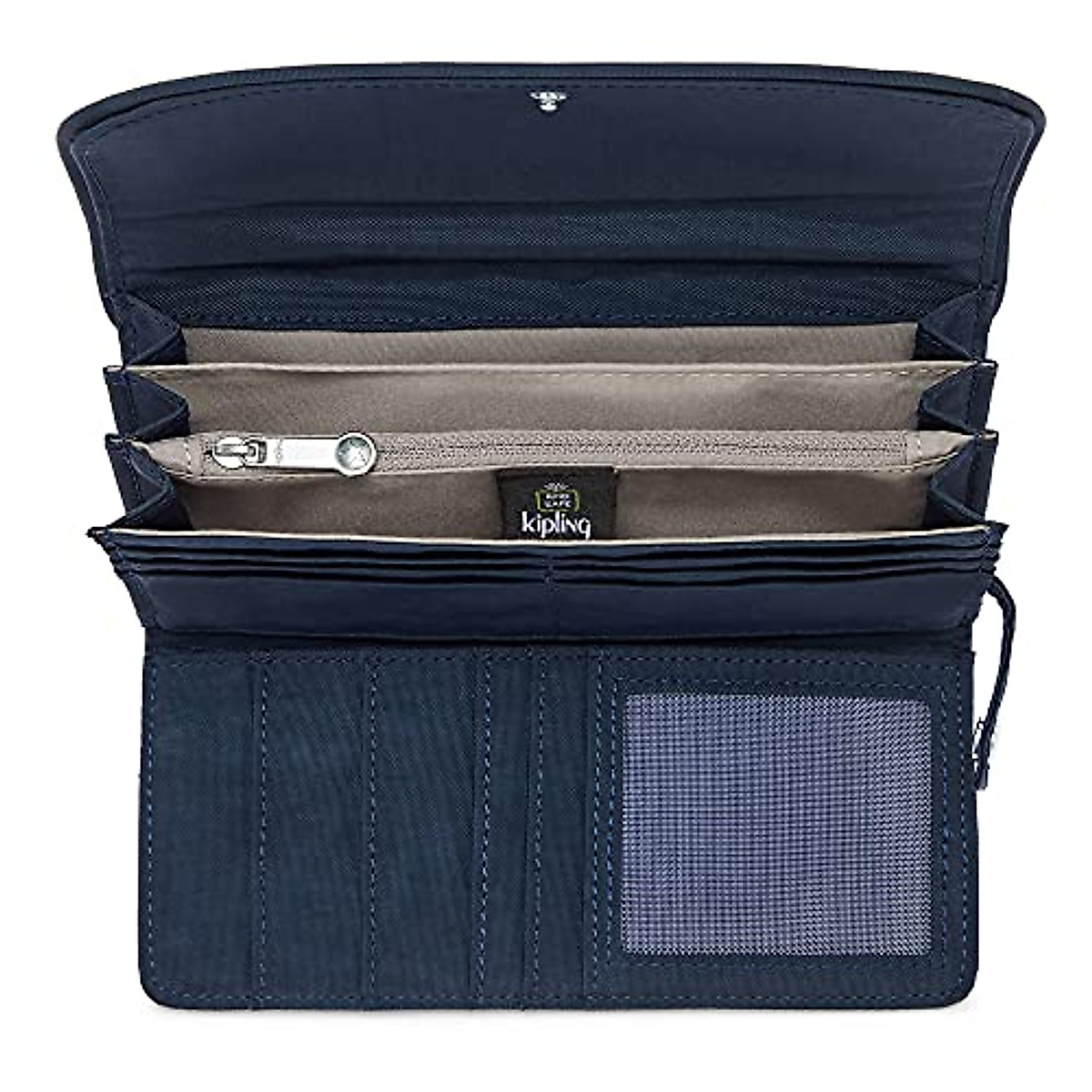 Kipling Women's Money Land, RFID Anti-Hacker Technology, Nylon Snap Wallet, Blue Bleu 2, 7.25''L x 4''H x 1''D