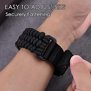 CAGOS for SAMSUNG Galaxy Watch 6 Band Classic 47mm 44mm 43mm 40mm/Galaxy Watch 5 Band Pro 45mm 44mm 40mm/Galaxy Watch 4 Band Classic 46mm 44mm 42mm 40mm, Rugged Paracord Sport Strap for Men, Black XL