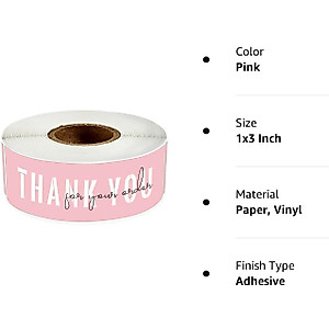 OMGREI 1x3 Inch Thank You for Your Order Stickers, Pink Thank You Stickers Small Business, Packaging for Small Business, Order, Decoration, Gifts, 2Roll with 240 Labels (Pink 01)