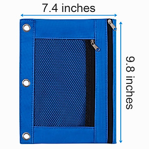 Sooez Pencil Pouch for 3 Ring Binder, 2 Pack Fabric Binder Pouch with 2 Pockets, Pencil Bags with Zipper and Reinforced Grommets, Pencil Cases for Binder