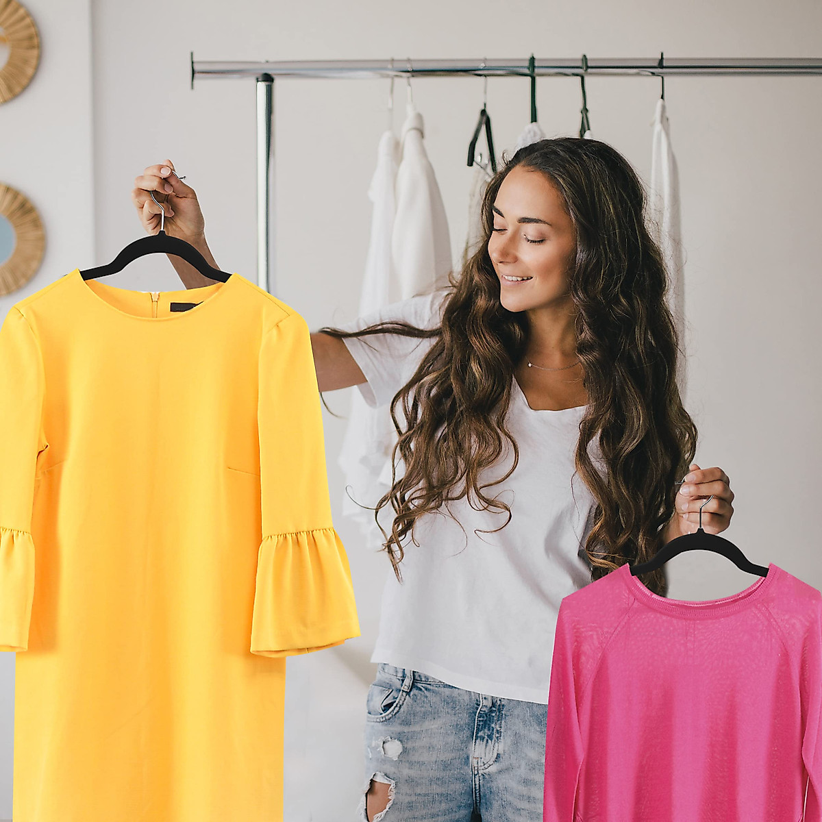 Utopia Home Premium Velvet Hangers 50 Pack - Non-Slip & Durable Clothes Hangers - Black Hangers with 360 Degree Rotatable Hook - Heavy Duty Coat Hangers