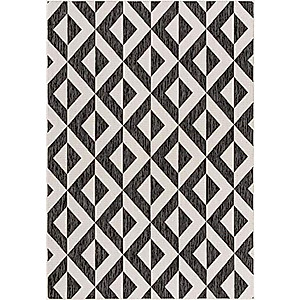 Unique Loom Jill Zarin Outdoor Collection Geometric Area Rug (7' 0 x 10' 0 Rectangular, Charcoal Gray)