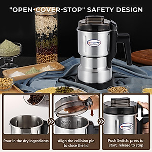 Moongiantgo Coffee Grinder Electric, 250W Mini Spice Grain Mill, 200ml Capacity Dry Grinding Machine with Small Brush, Stainless Steel Blade, for Spices Seeds Rice Beans Seasonings, 110V