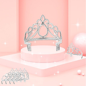XiangGuanQianYing 12 Pieces Dress up Crowns Princess Crowns and Tiaras Dress up Costume Party Favor Accessories Silver Tiaras for Little Girls for Kids Wedding Prom Birthday Party