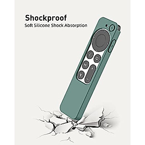 K TOMOTO Compatible with Apple TV 4K Siri Remote Case 2021, Silky-Soft Anti-Slip Protective Silicone Cover for Siri Remote Control 2nd Generation [Lanyard Included], Pine Green