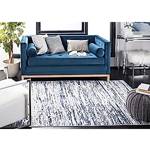 SAFAVIEH Amelia Collection Area Rug - 8' x 10', Grey & Navy, Modern Abstract Design, Non-Shedding & Easy Care, Ideal for High Traffic Areas in Living Room, Bedroom (ALA768B)
