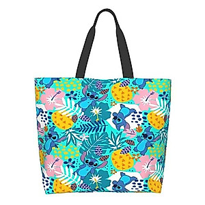 Stitch Tote Bag,Large Shoulder Bag Casual Reusable Handbag For Women Sling Bag Shopping Grocery Work