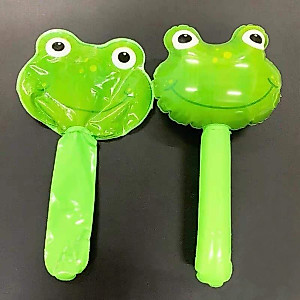 Dzrige Inflatable Frog Hammer with Sound Bell Big Eye Frog Stick Hammer Frog Inflatable Stick Balloon Funny Handle Hammer Toys for Theme Party Wedding Birthday Kids Party Decor (3Pcs)