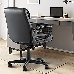 Office Chair, Computer Chair Mid Back Desk Chair Height Adjustable Home Office Chair with Wheels and Soft Armrests Wide Seat Cushion for Heavy People