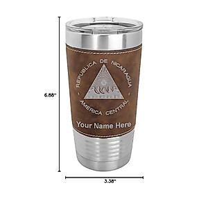 LaserGram 20oz Vacuum Insulated Tumbler Mug, Flag of Nicaragua, Personalized Engraving Included (Faux Leather, Rustic)