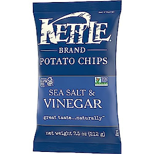 Kettle Brand Sea Salt and Vinegar Kettle Potato Chips, Gluten-Free, Non-GMO, 7.5 oz Bag