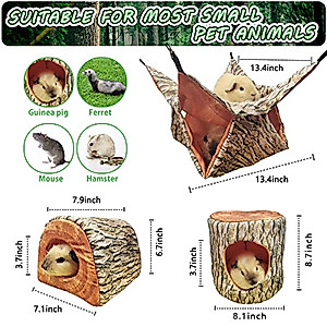 EAEDMY Guinea Pig Rat Ferret Tree Hole Bed and Hammock Tunnel, Ferret Hanging Bunk Bed Hammock, Parrot Bird Tree Hole, Small Animals Hideout and Soft Bed (1.Tree Hole Bed and Hammock)
