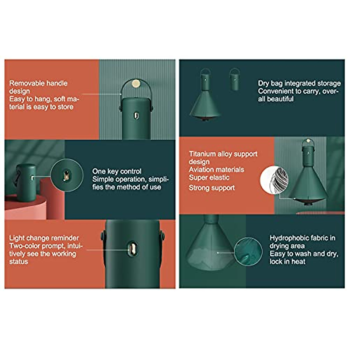 FASJ Clothes Dryer, Mini Portable Electric Dryer Machine 2 Gears Adjustable 5L Capacity for Ladies Underwear/Gym Clothes/Socks/Panties, Travel Size Smart Dryer for Home Apartments Dorm Camping(Green)