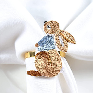 JENPECH Easter Napkin Rings Set of 6, Bunny Napkin Rings Easter Table Decoration, Used for Family Table Decoration Party Table Decoration Setting Decor 2