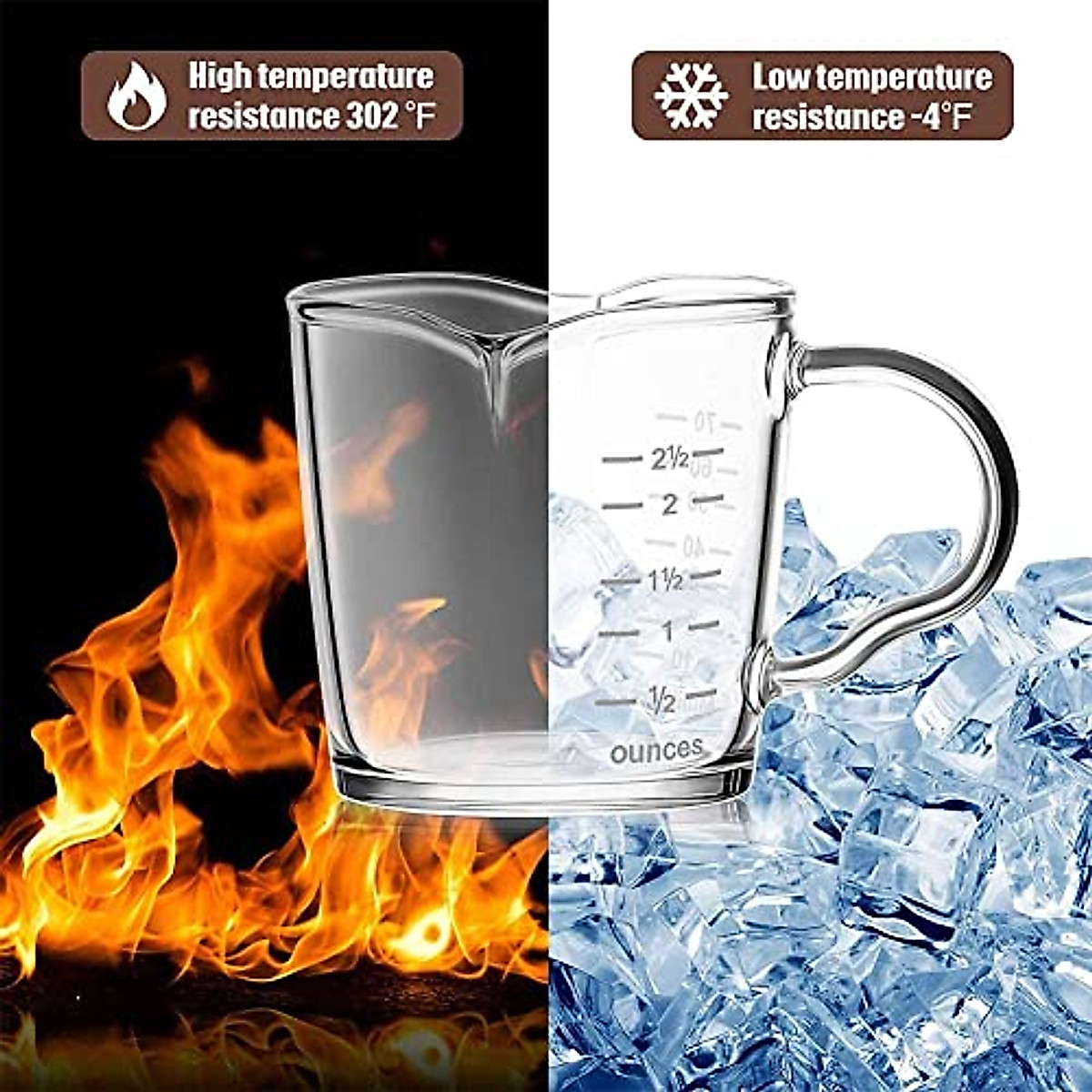 NCnnwovf Espresso Shot Glasses 70ML Triple Pitcher Barista Double Spouts With Pouring Handle (2)