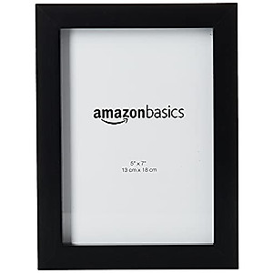 Amazon Basics Rectangular Photo Picture Frame, 5" x 7", Pack of 5, Black